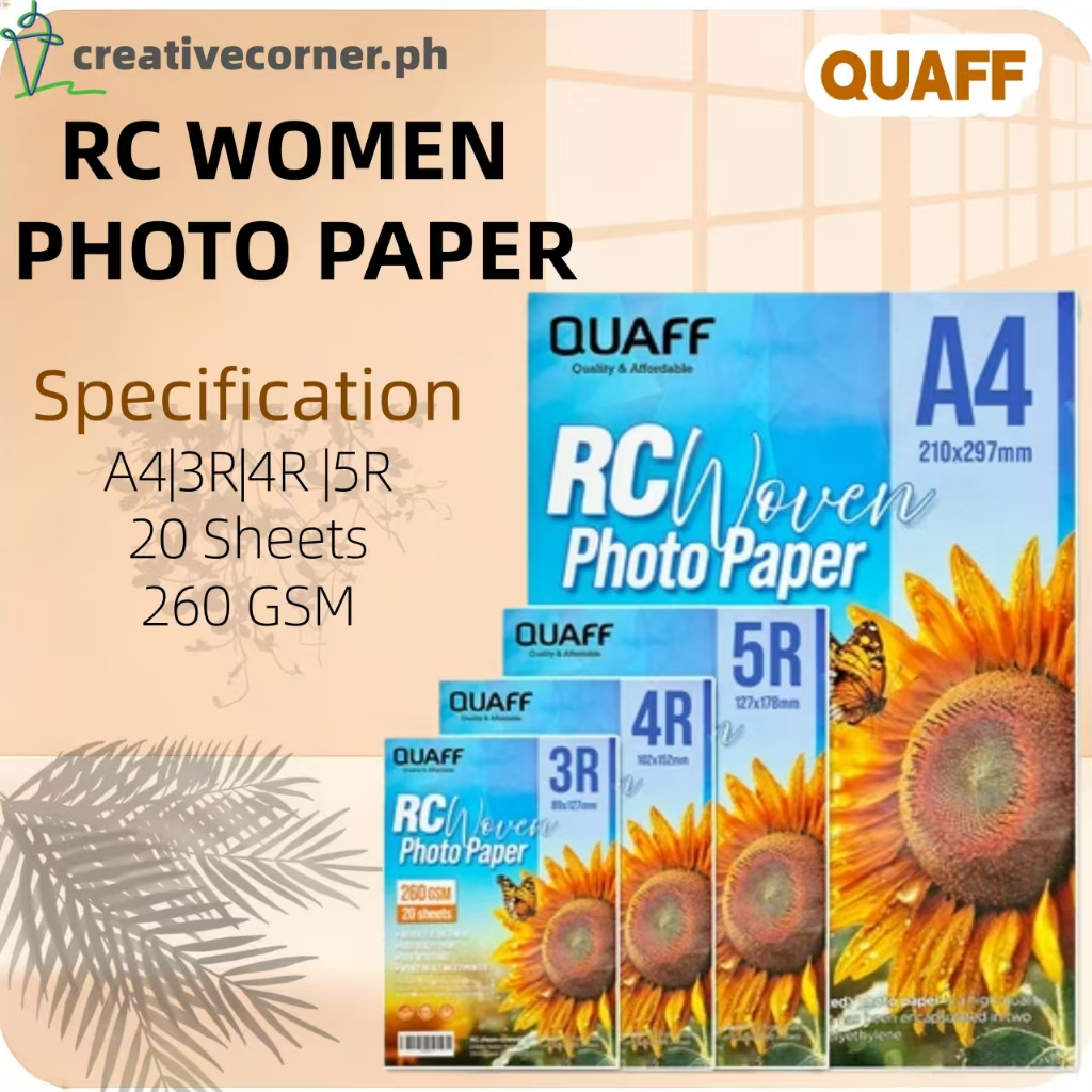 QUAFF RC Woven Photo Paper No Back Print 260GSM A4 / 5R / 4R / 3R Size ...
