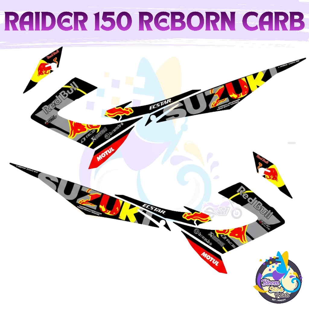 SUZUKI RAIDER 150 CARB RED BULL DESIGN STICKER DECALS | Shopee Philippines