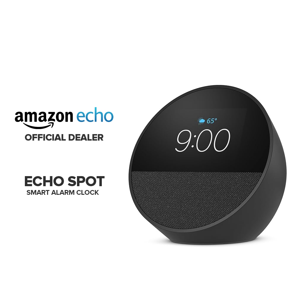 Amazon Echo Spot Smart Alarm Clock with Alexa and Vibrant Sound ...