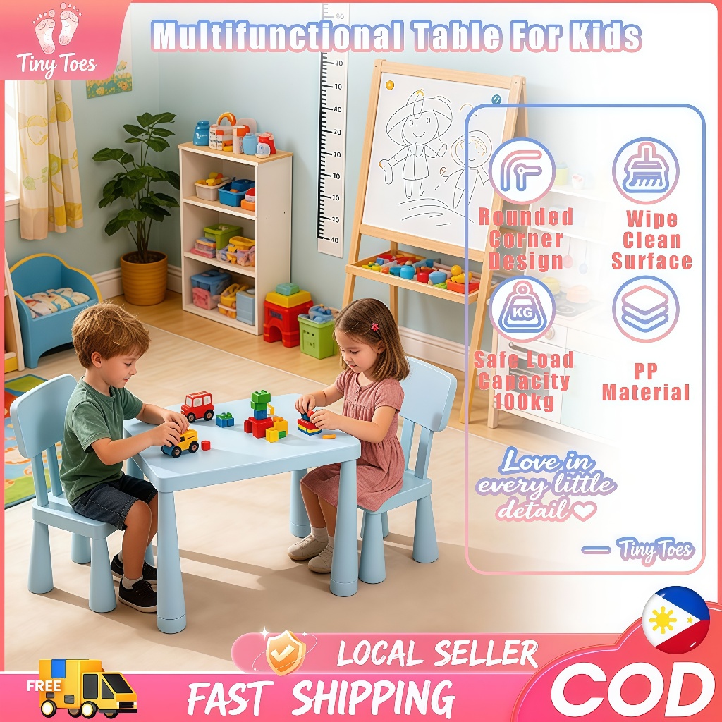 【Tiny Toes】Kids Multifunctional Study & Drawing Table Chair Set ...
