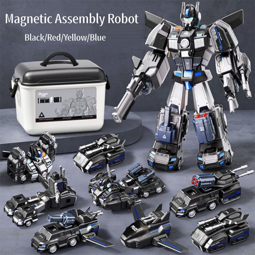 Magnetic Transforming Car Construction Vehicle Robot Car Toys ...