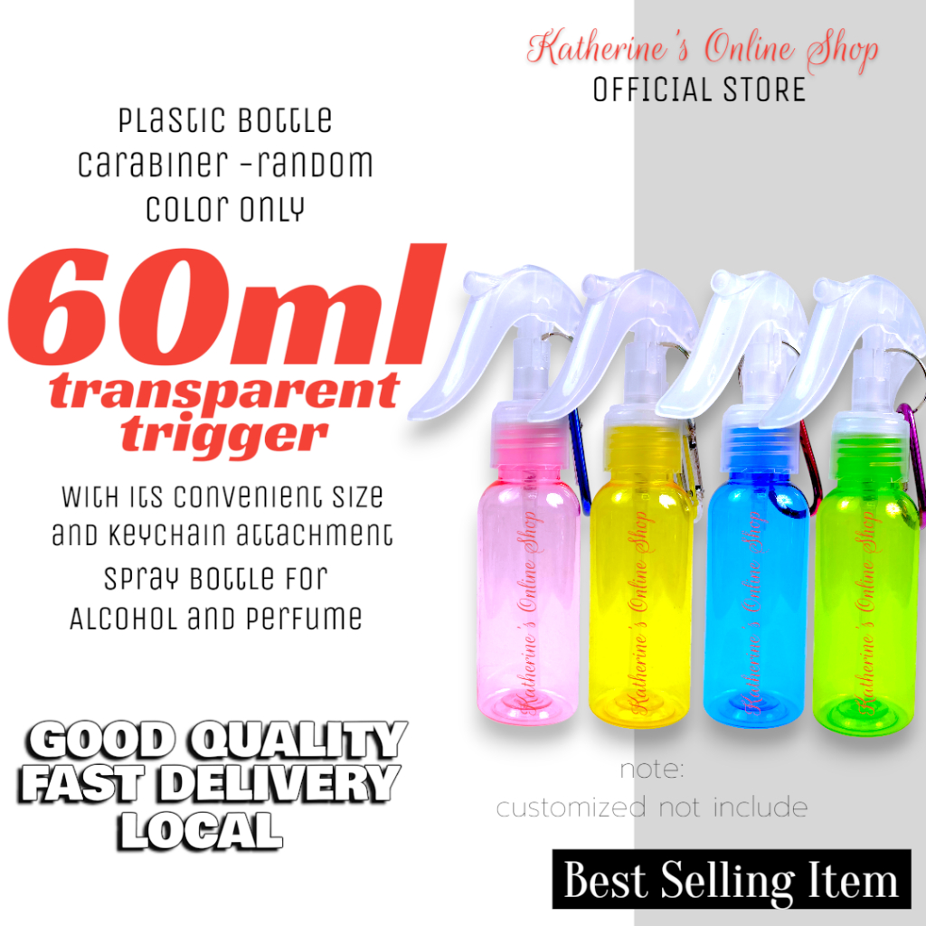 (6-PIECES) 60ml Transparent Trigger Alcohol Keychain Spray Bottle ...