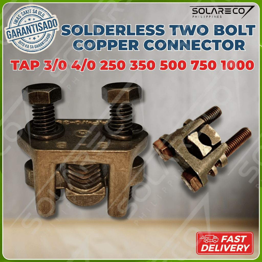 Solderless Two Bolt Copper Connector TAP 3/0 4/0 250 350 500 750 1000 ...