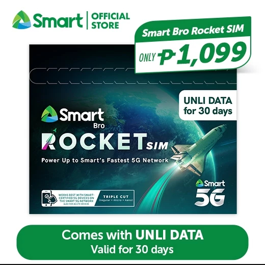 Smart Bro Rocket Sim 1099 With Unli Data For 30 Days 5G Simcard for ...
