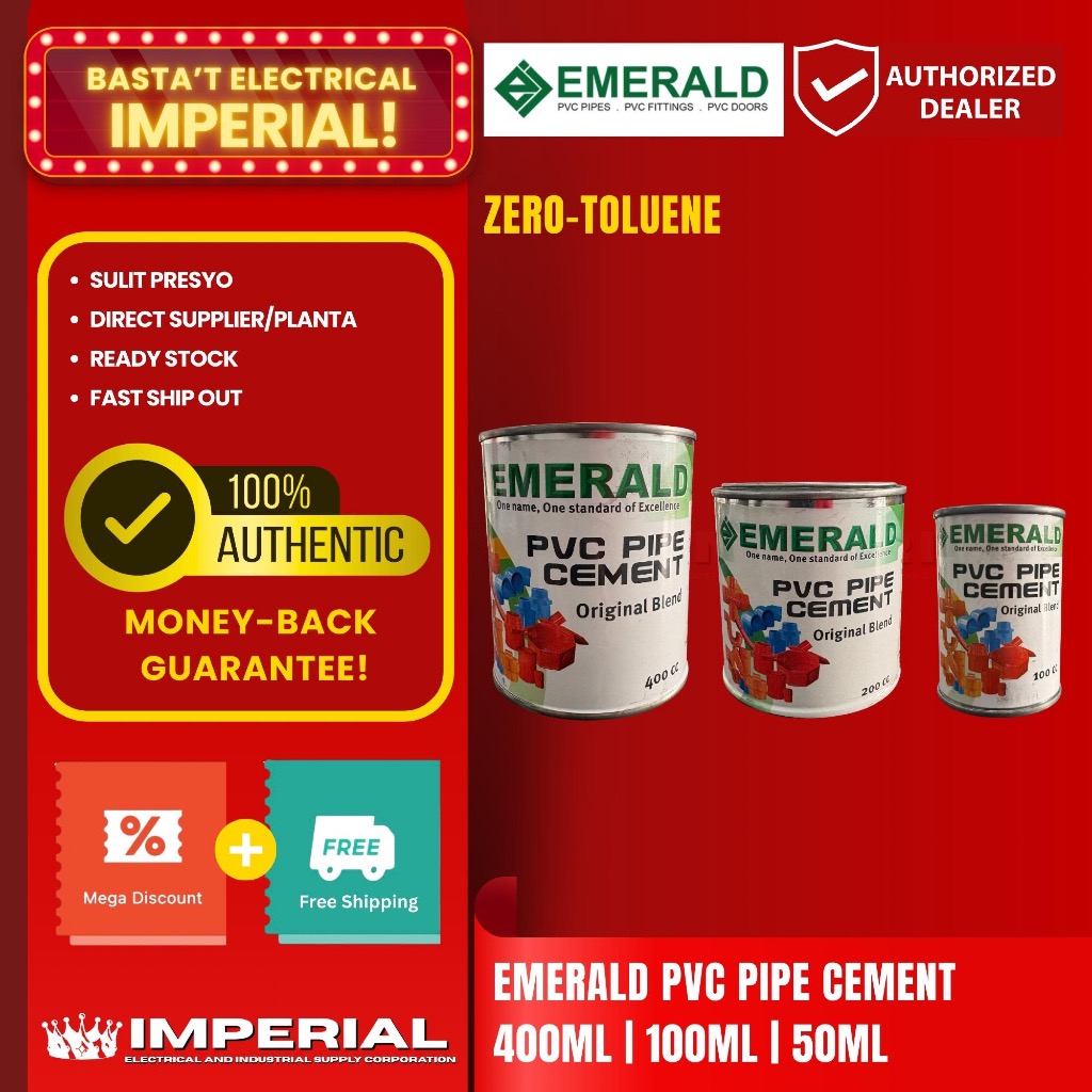 Emerald by IMPERIAL PVC Pipe Cement 100mL/cc 200mL/cc 400mL/cc | Shopee ...