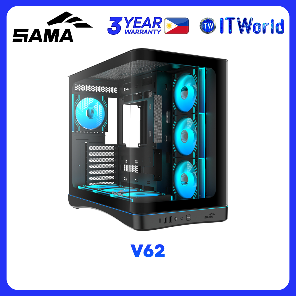 V62 L-Shaped ARGB Strip ATX Mid Tower U-Shaped Dual-Curved Glass PC ...