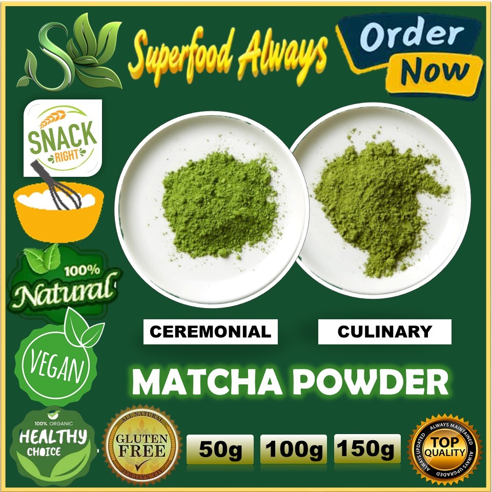 Matcha Powder (Pure and Unsweetened) Culinary or Ceremonial Grade (50g ...