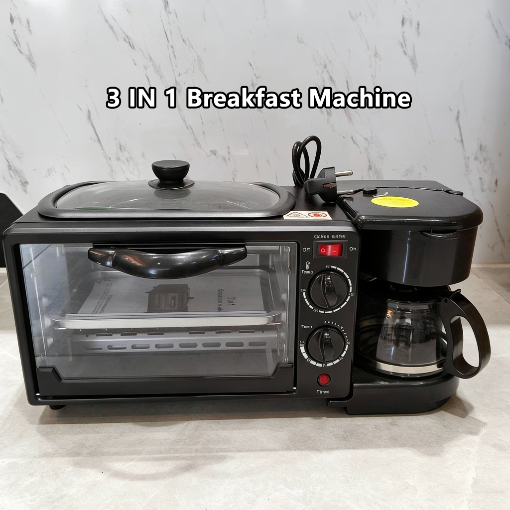 3 IN 1 Electric Breakfast Machine Home Appliance with Oven Coffee Maker ...