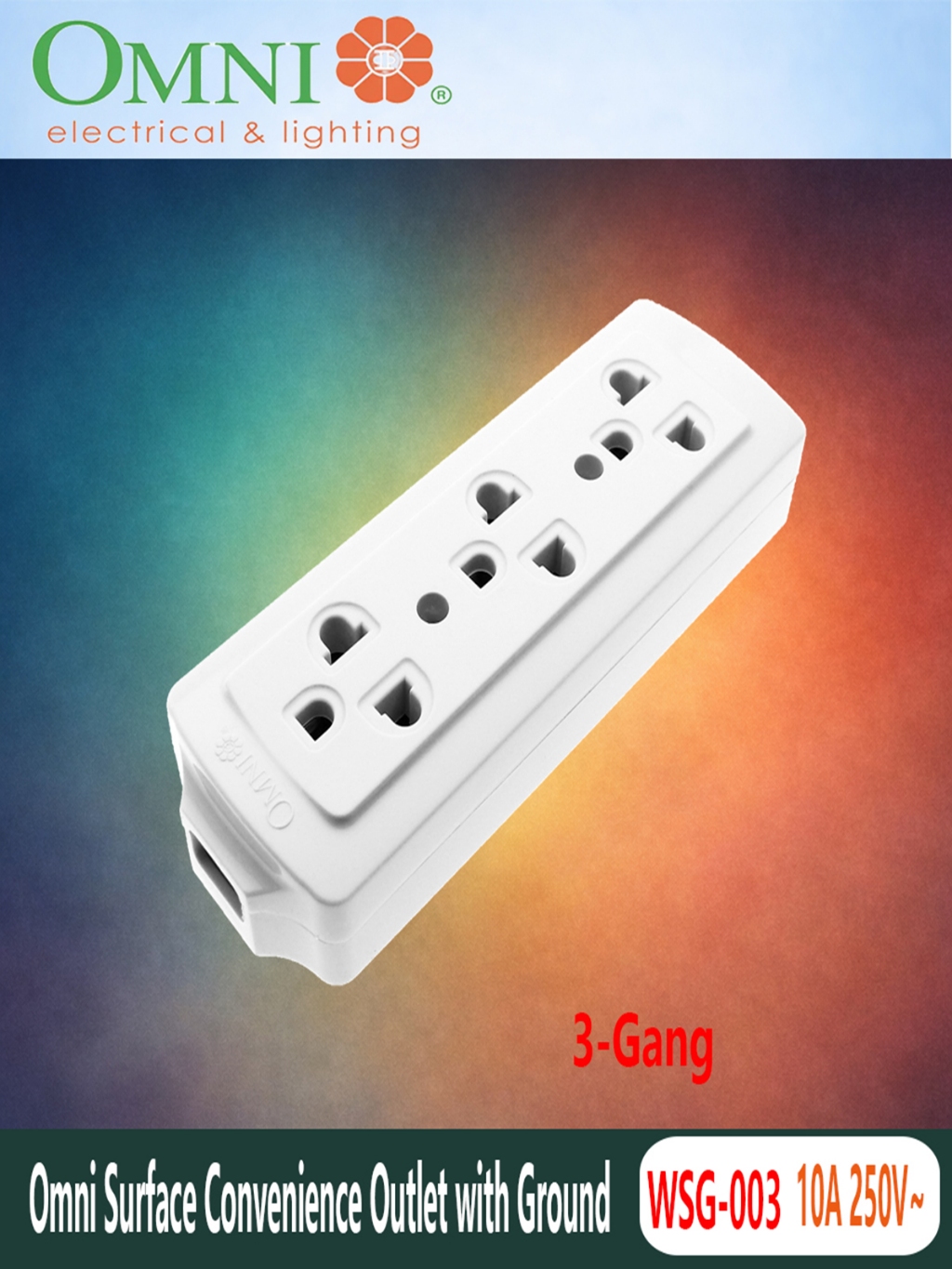 OMNI Surface Convenience Outlet 3 Gang with Ground 10A 250V WSG-003 ...