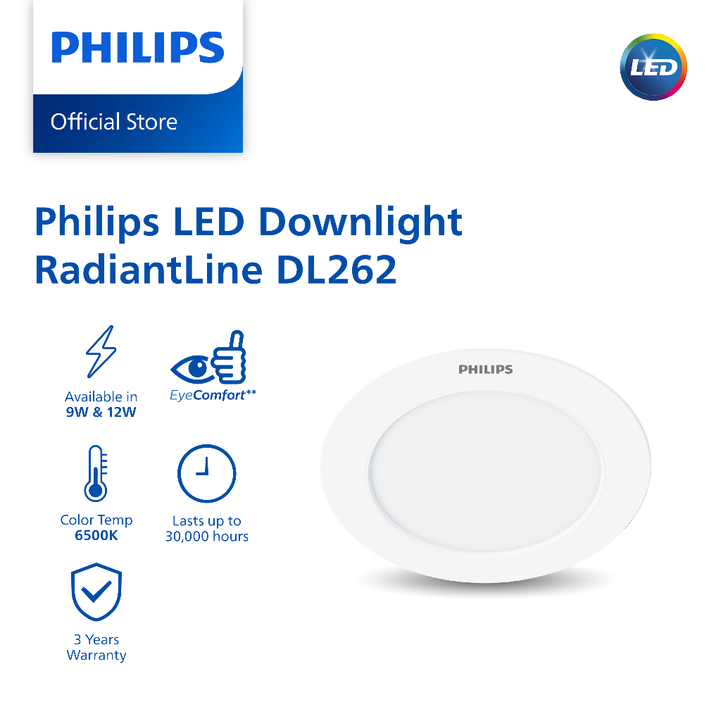 Philips RadiantLine Meson Max DL262 LED Slim Downlight 9W, 12W 6500K ...