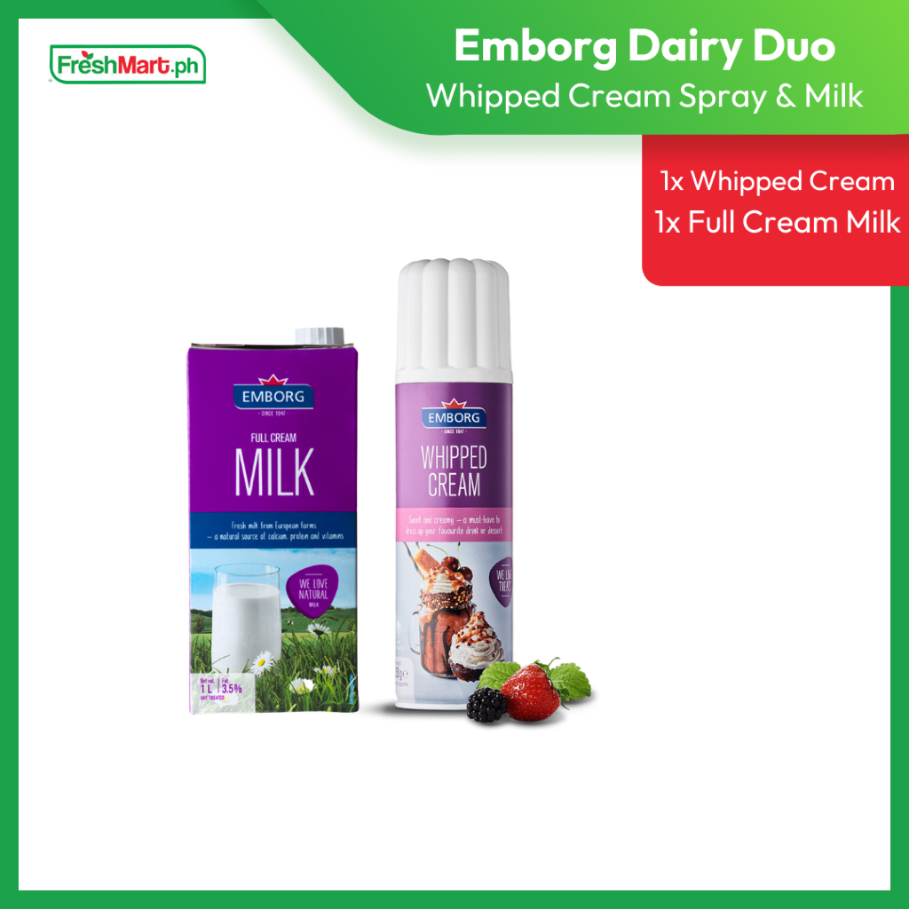 [Emborg Dairy Duo] Emborg Whipped Cream Spray x Emborg Full Cream Milk ...