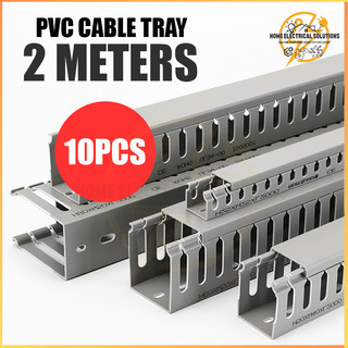 2 METERS 10PCS PVC Cable Tray PVC Cable Duct Tray Slotted Cable Raceway ...
