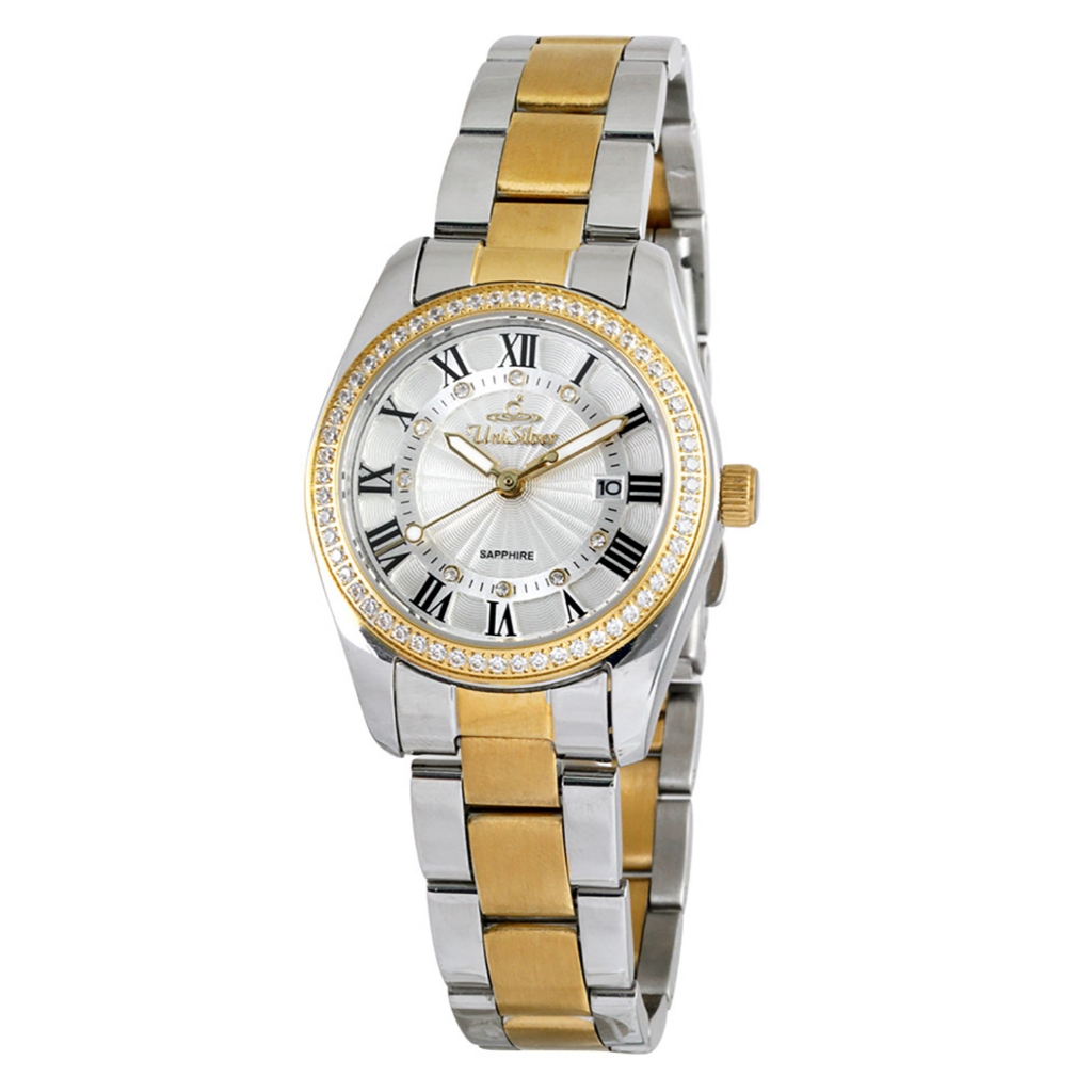 UniSilver TIME Women's Two-tone/Silver Dial with Stone Analog Stainless ...