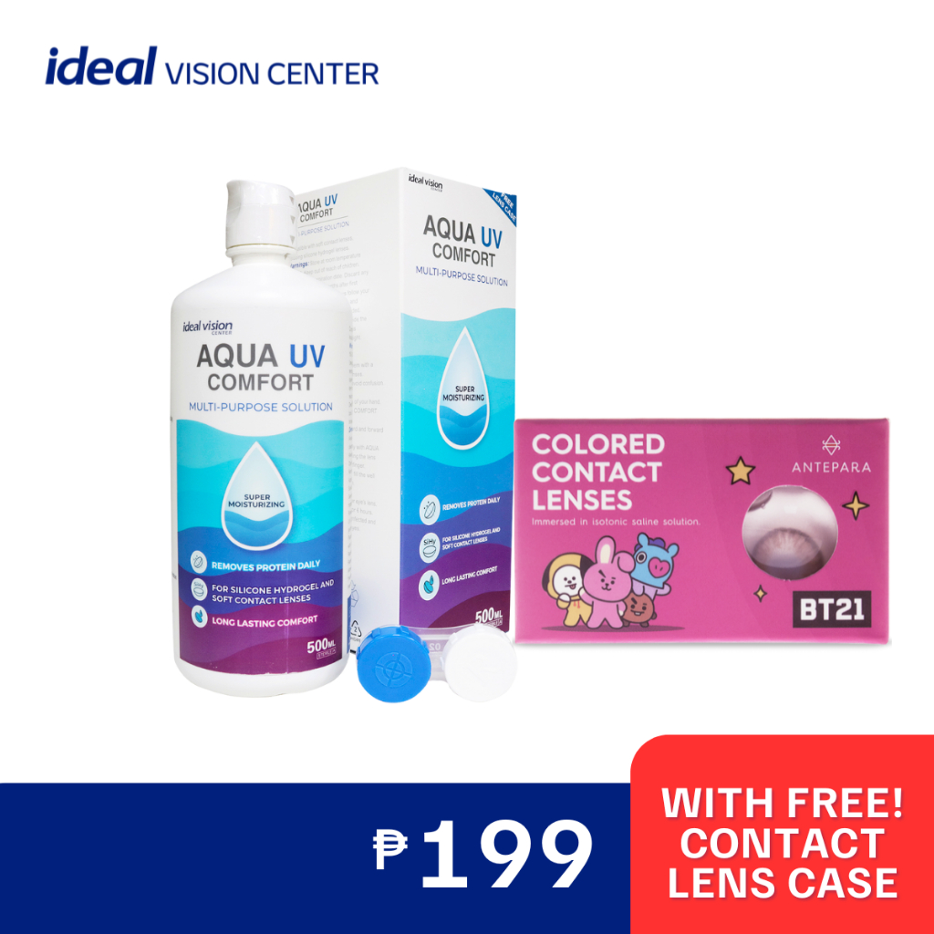 BT21 IRISH ROSE Contact Lens + Aqua UV Comfort Solution 500ml (SOLUTION ...