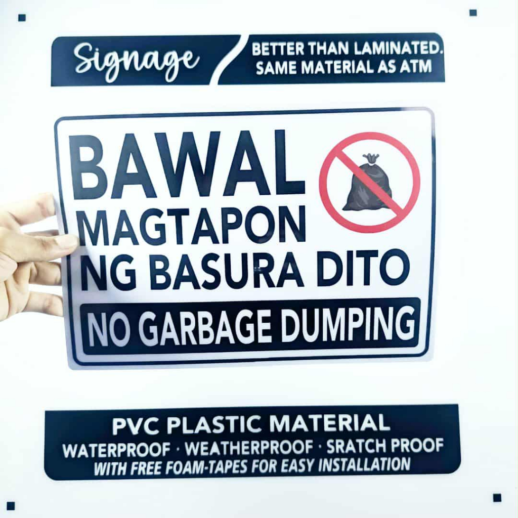 SIGNAGE - BAWAL MAGTAPON NG BASURA DITO - NO GARBAGE DUMPING - BLACK ...