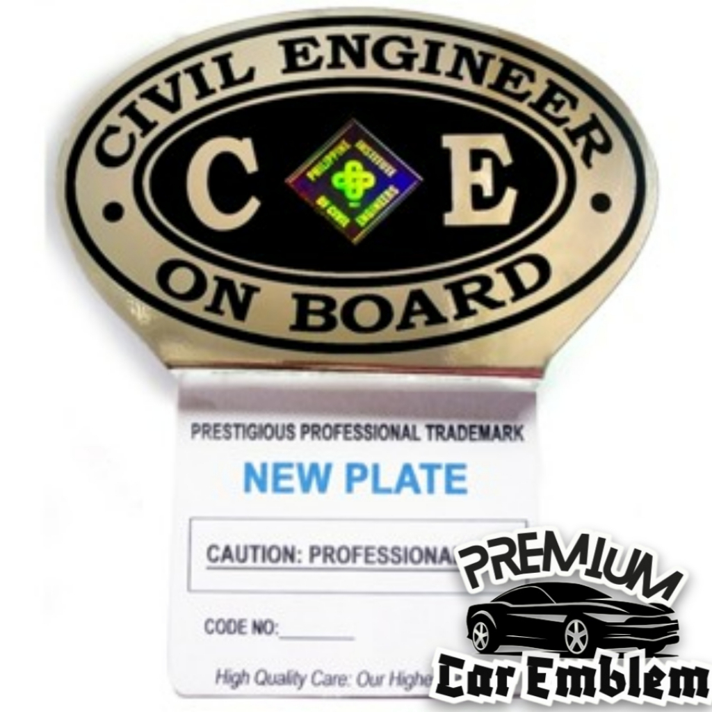 CE CIVIL ENGINEER ON BOARD CAR EMBLEM Silver Background | Shopee ...