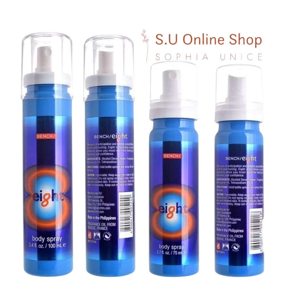 BENCH EIGHT BODY SPRAY FOR MEN 100ML - 75ML | Shopee Philippines