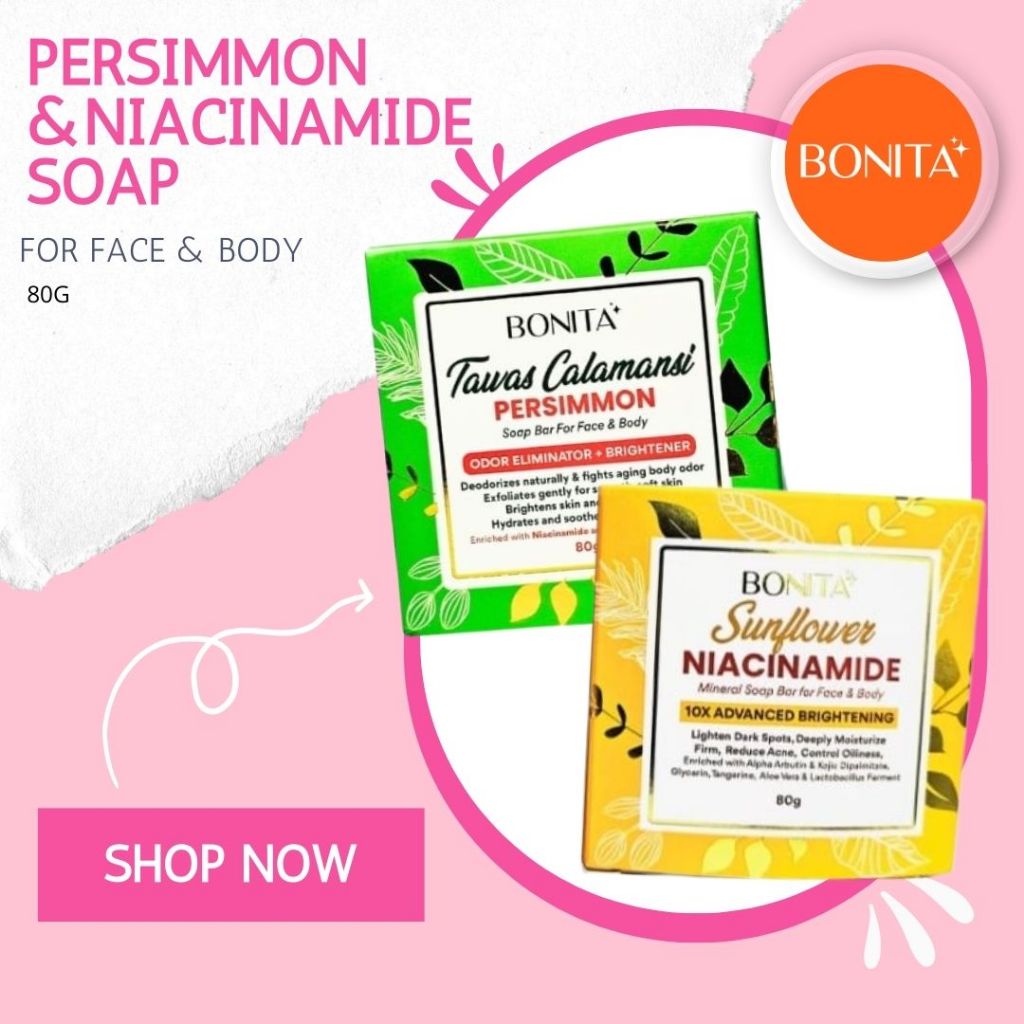 BONITA Tawas Calamansi Persimmon, Sunflower Niacinamide Bar Soap for ...