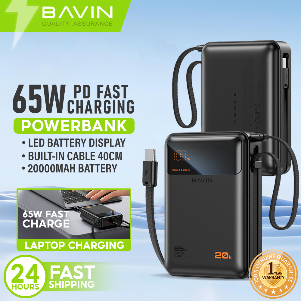 BAVIN PC1188S 20000mAh 65W / PC1187S 10000mAh PD Fast Charging Powerbank for Laptop & Mobile ...