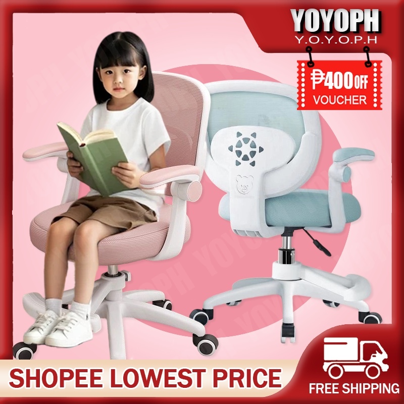 Adjustable Study Chair for Kids Ergonomic Swivel Chair with Footrest ...