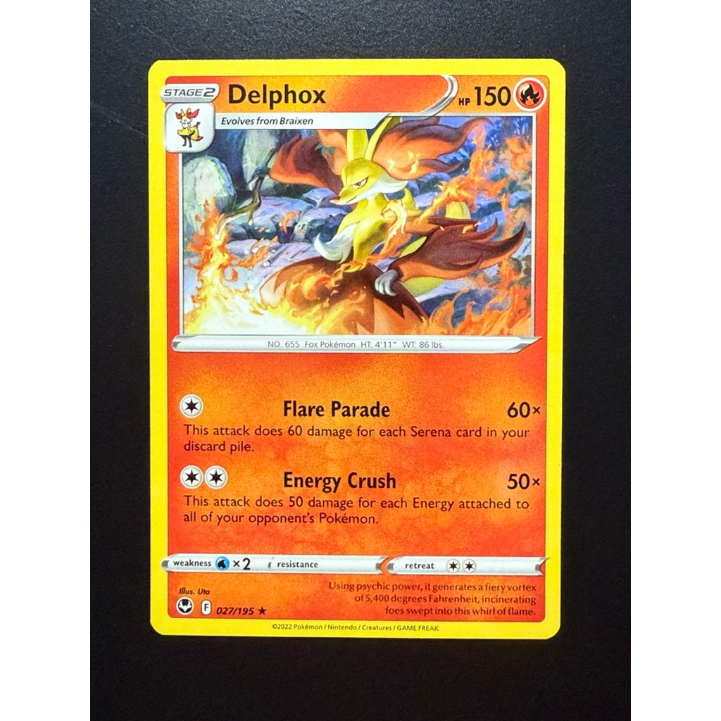 Delphox -2022 Sword & Shield-Silver Tempest 027/195 Rare | Pòkemon Card ...