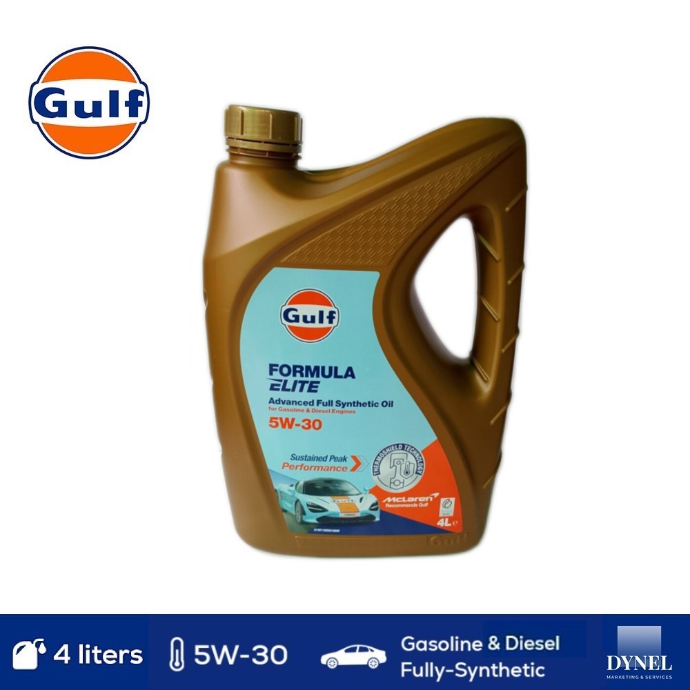 Gulf Formula Elite 5W30 Fully-Synthetic Gasoline & Diesel Engine Oil 4L ...
