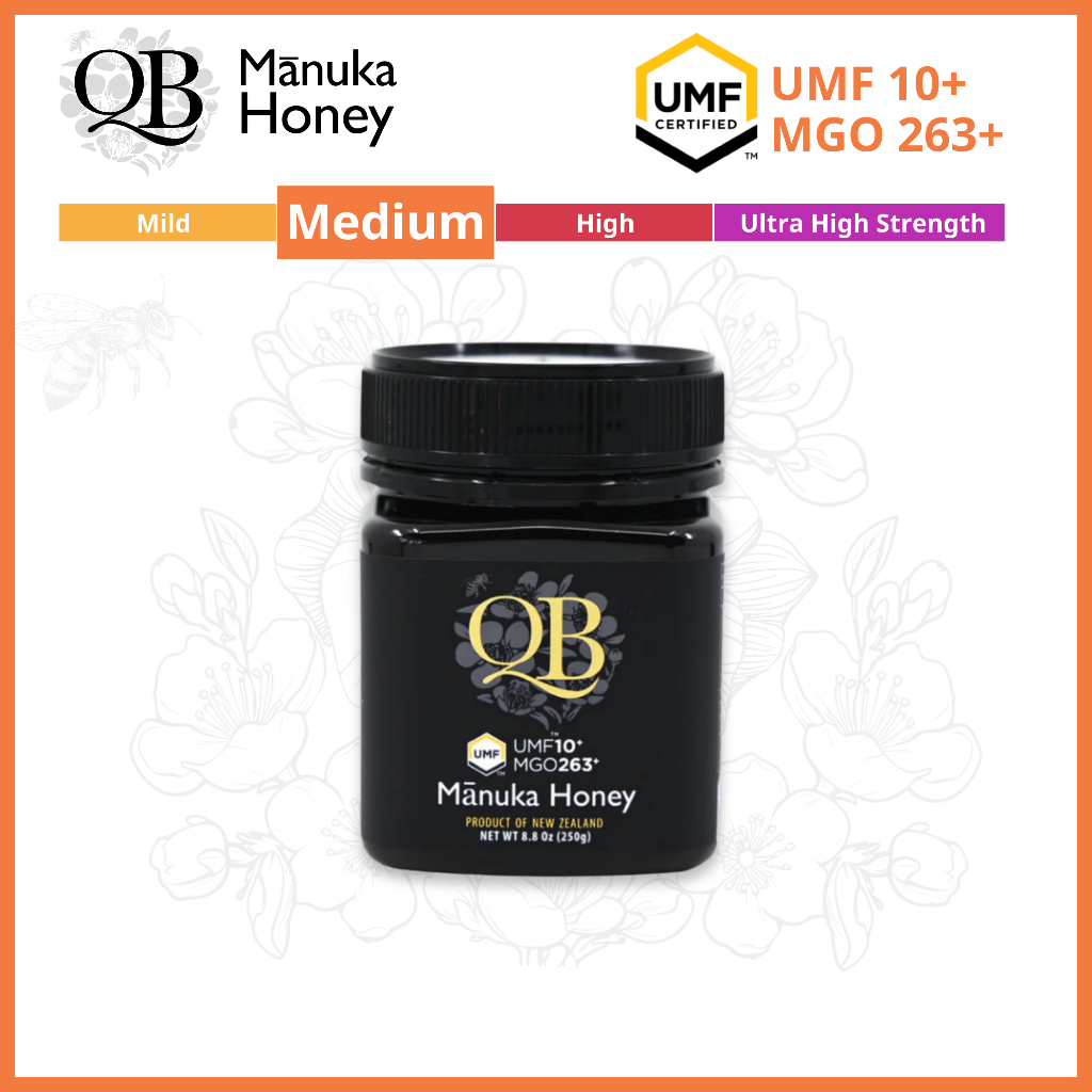 QB Manuka MGO 263+ UMF 10+ Pure New Zealand Manuka Honey 250g | Shopee ...