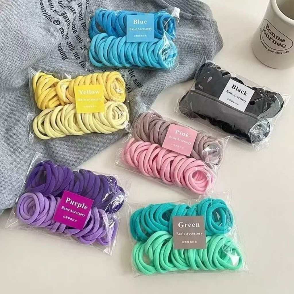 50pcs/Bag Hair Tie Gradient Color High Elastic Stretch Rubber Hair ...