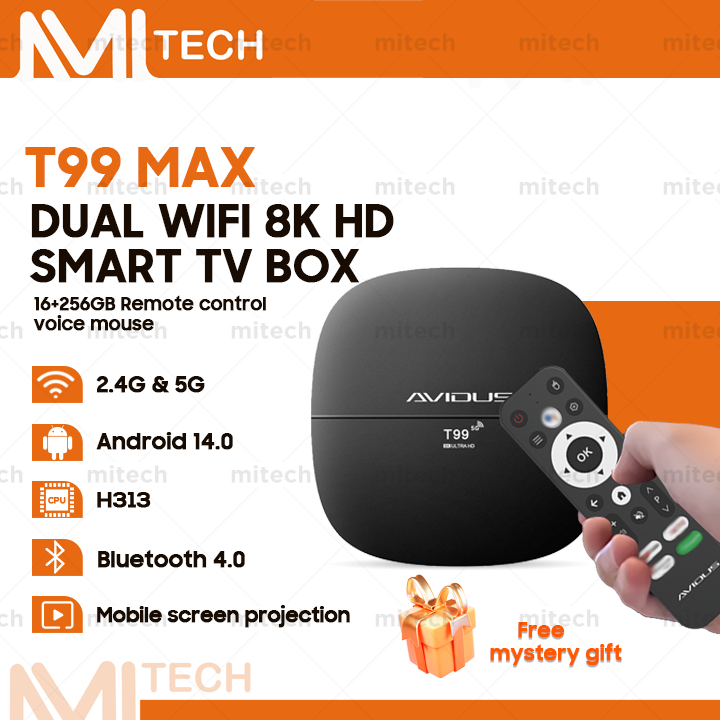 T99 MAX 8K HD 16+256GB Smart TV Box 2.4G/5G WiFi Android 14.0 with Voice mouse Remote Android tv ...
