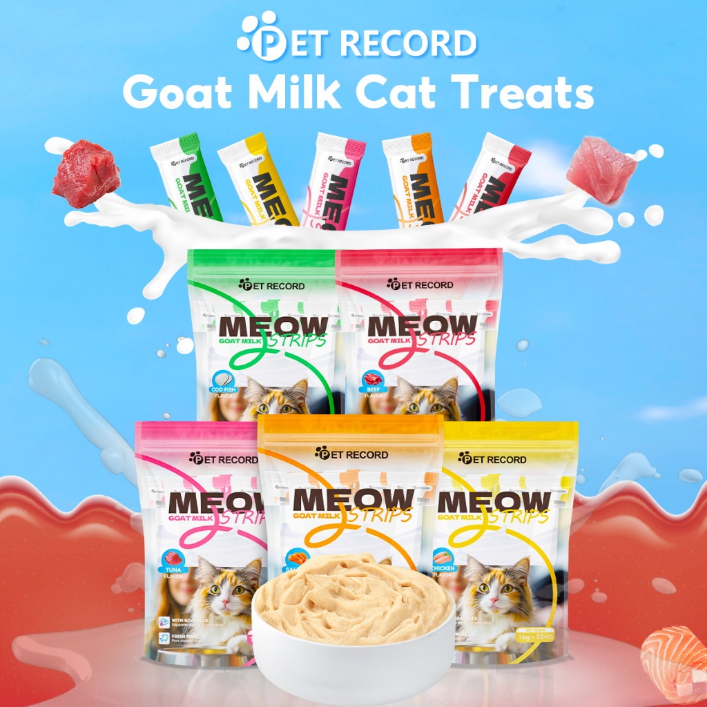 PET RECORD Premium Goat Milk Cat Treats - 150pcs High-Protein Sticks ...