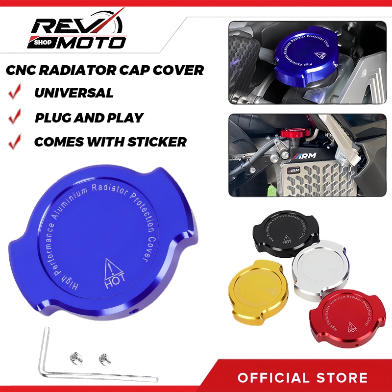Motorcycle Radiator Cap Cover Universal Full CNC Aluminum With Sticker ...