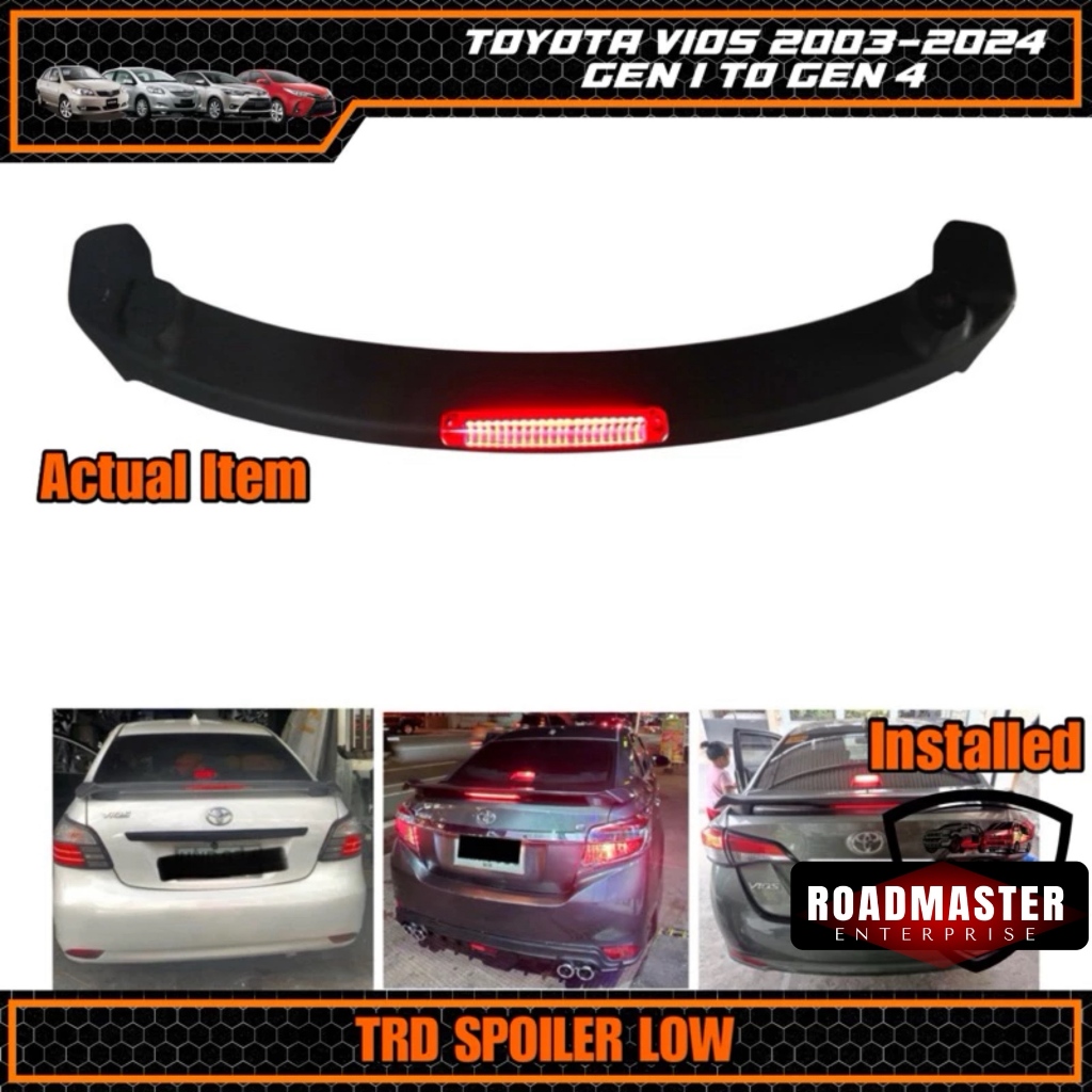 Vios 2003 to 2026 TRD Spoiler w/ 3rd brakelight / Trunk Spoiler Primer ...