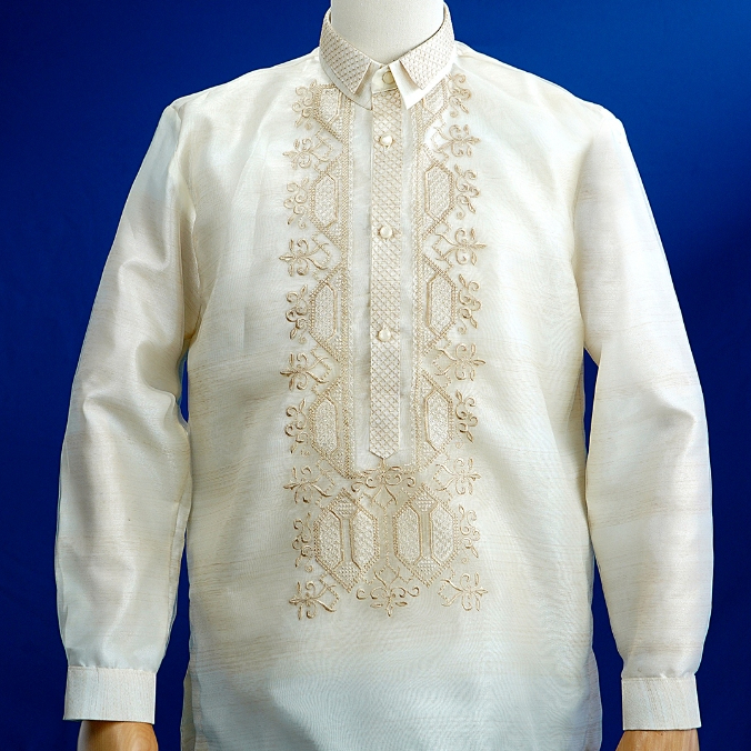 AQUINO'S ARTISAN EMBROIDERY Barong Tagalog for Men Piña Organza Double ...