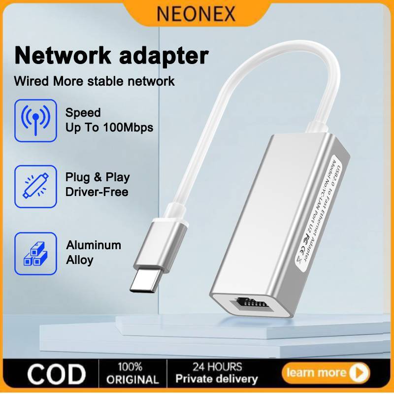 Wired LAN Adapter Aluminum Alloy Type-C To RJ45 Gigabit Ethernet Type-C ...