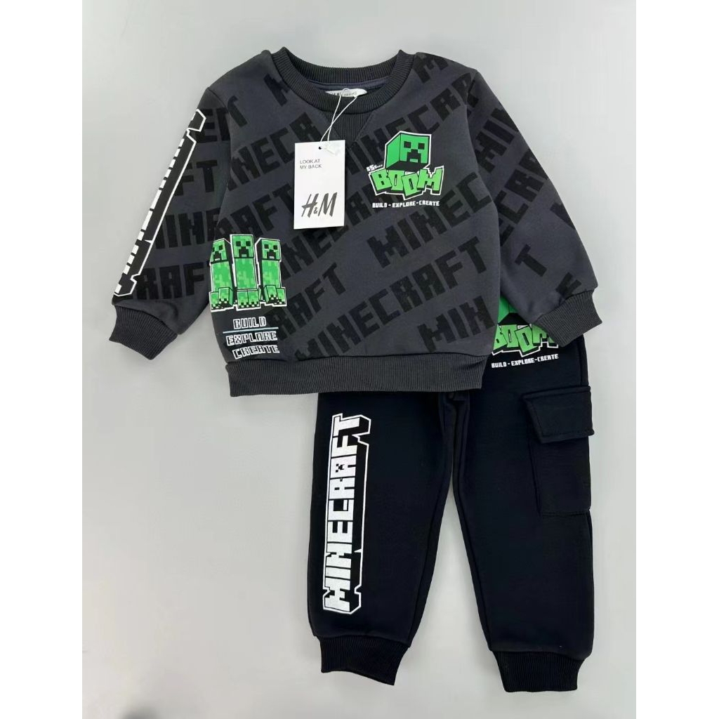 Mine Craft Tracksuit Boy Fleece Winter Cold Boys Kidswear set | Shopee ...