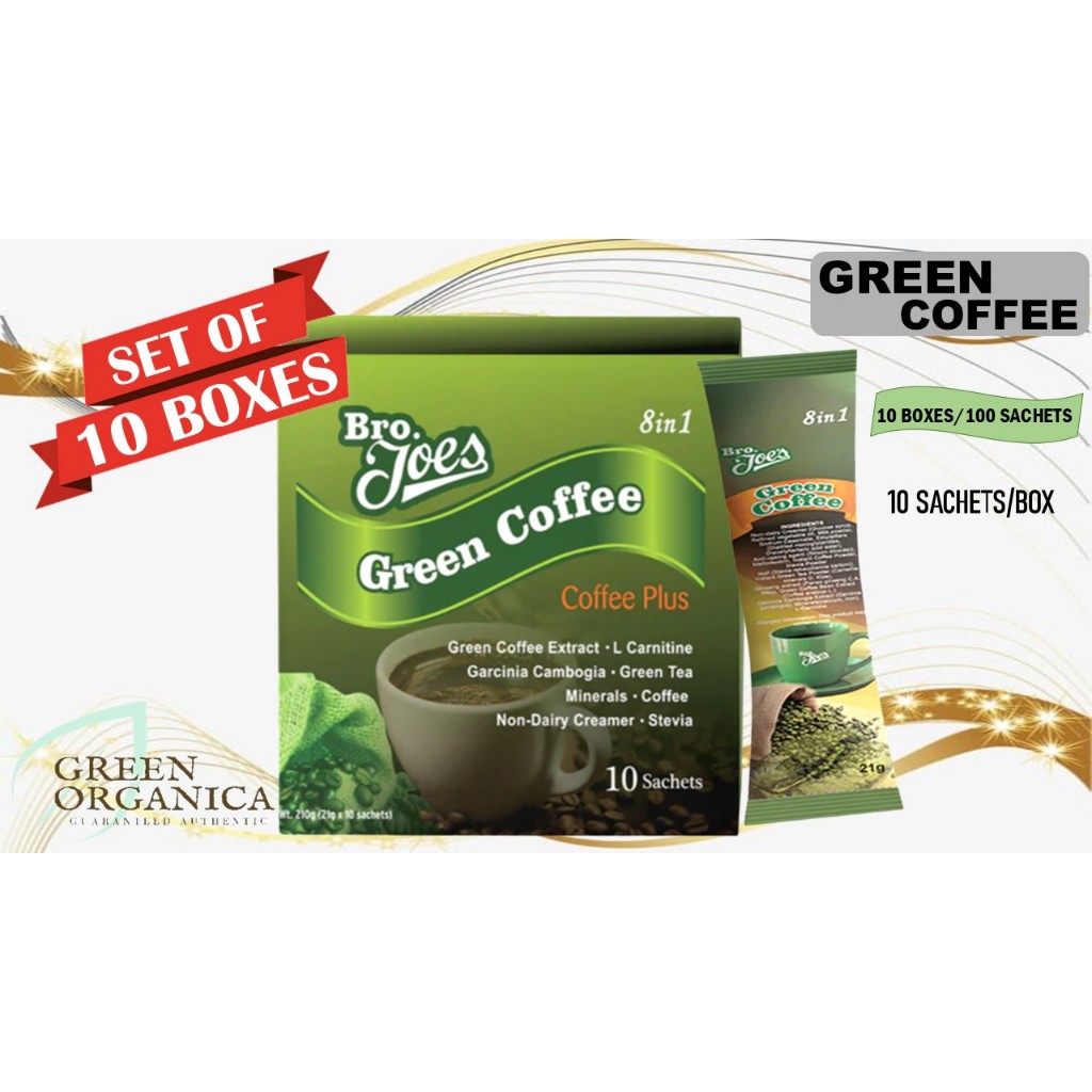 GREEN COFFEE DRINK MIX SET of 10 BOXES [Bro. Joes 8 in 1]with STEVIA ...