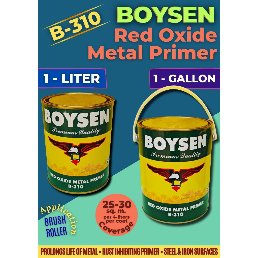 Boysen Red Oxide Metal Primer B-310 - 1L / 4L 1 Liter 1 Gallon | Shopee ...