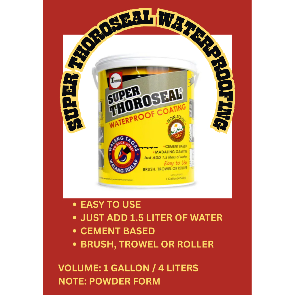 Super Thoroseal Waterproofing Coating 1 Gallon (4 Liters) | Cement ...