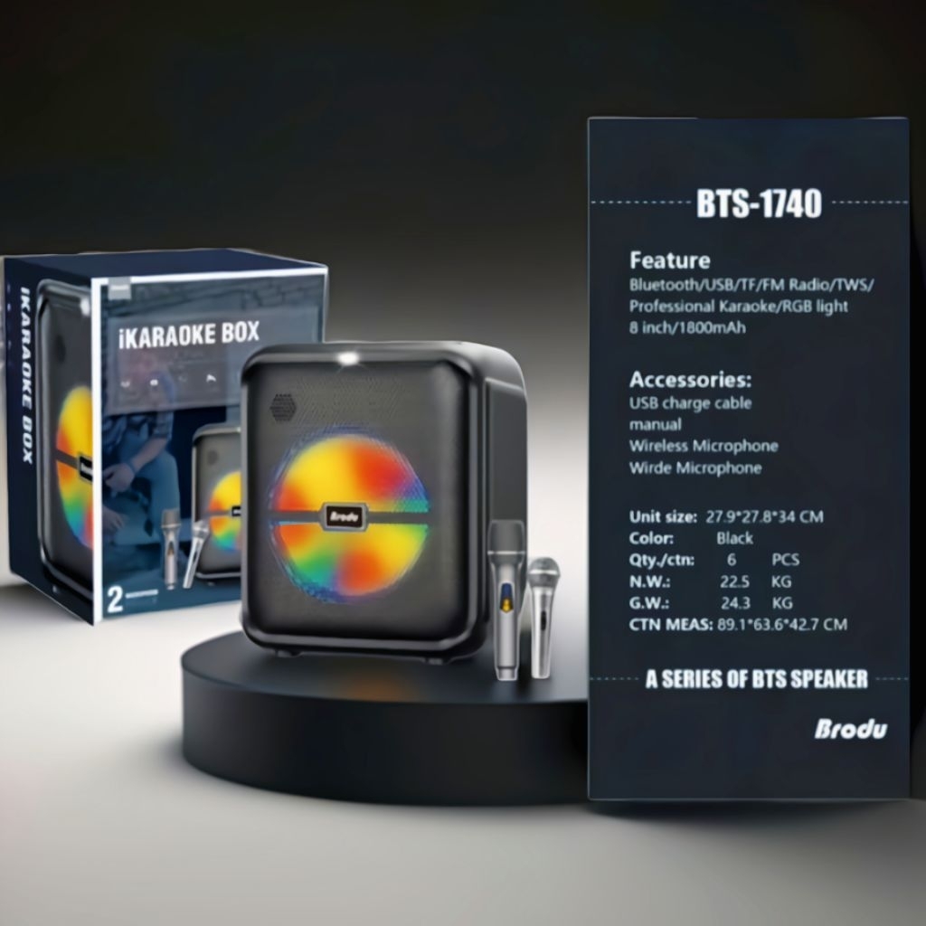 brodu BTS 1740 karaoke Professional System Bluetooth Speaker with 2 MIC ...