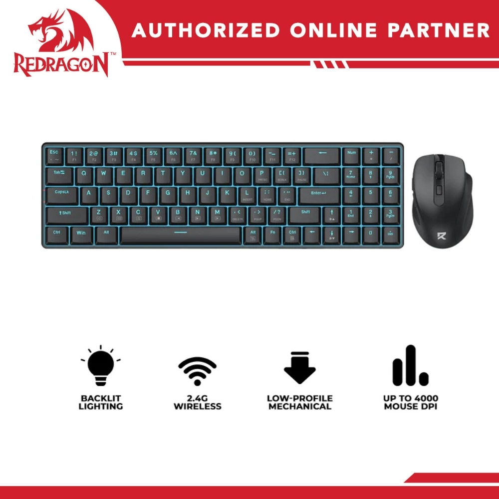 Redragon BS-8773 2.4G Wireless Mechanical Keyboard & Mouse Bundle Black ...