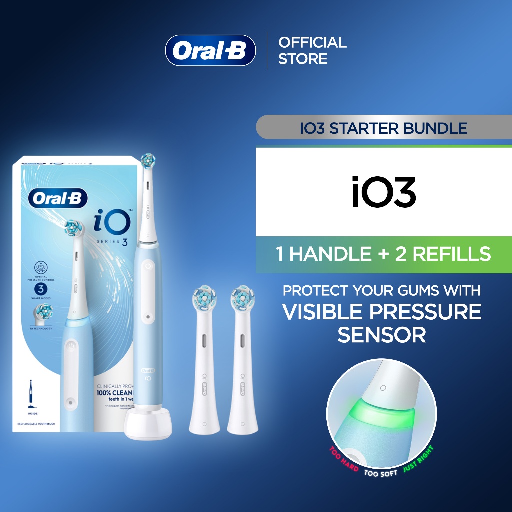 [iO3 Starter Bundle] Oral-B iO3 Toothbrush Handle + (2) Refill Heads | Shopee Philippines