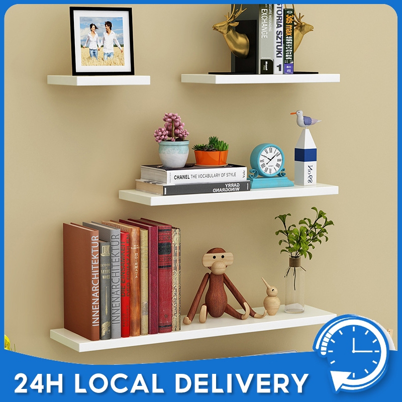 4pcs Wall Mounted Storage Rack Floating Shelves Display to Living Room ...