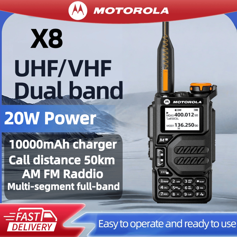 Motorola X8 Walkie Talkie Long Range 20W High-Power 10000mAh 200 ...