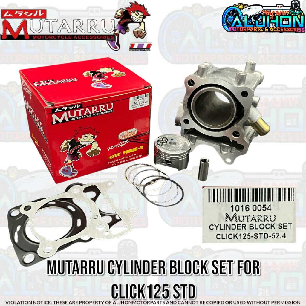 MUTARRU CYLINDER BLOCK SET FOR CLICK125 STD 52.4MM | Shopee Philippines