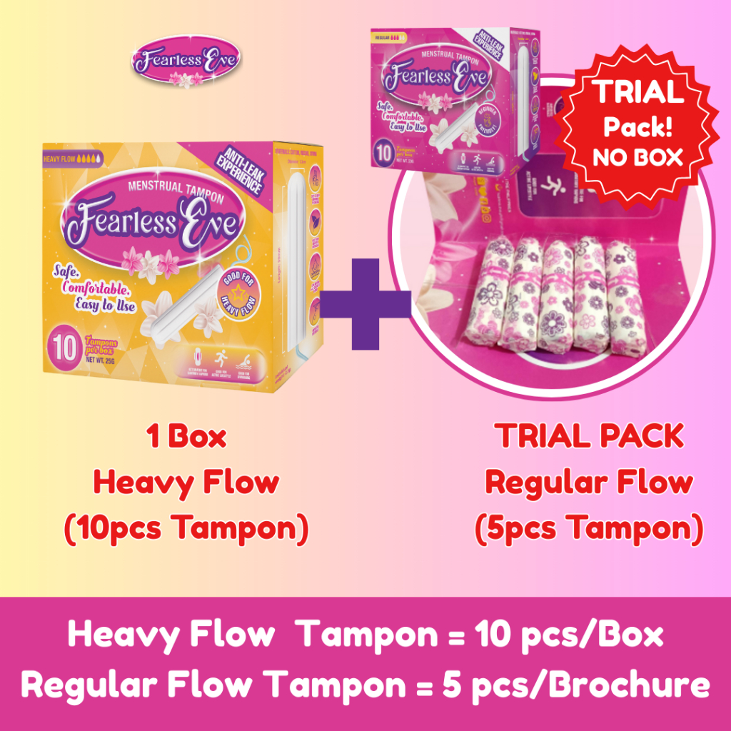 Fearless Eve Heavy + Regular Flow Tampon- (1Box Heavy + TRIAL Pack ...