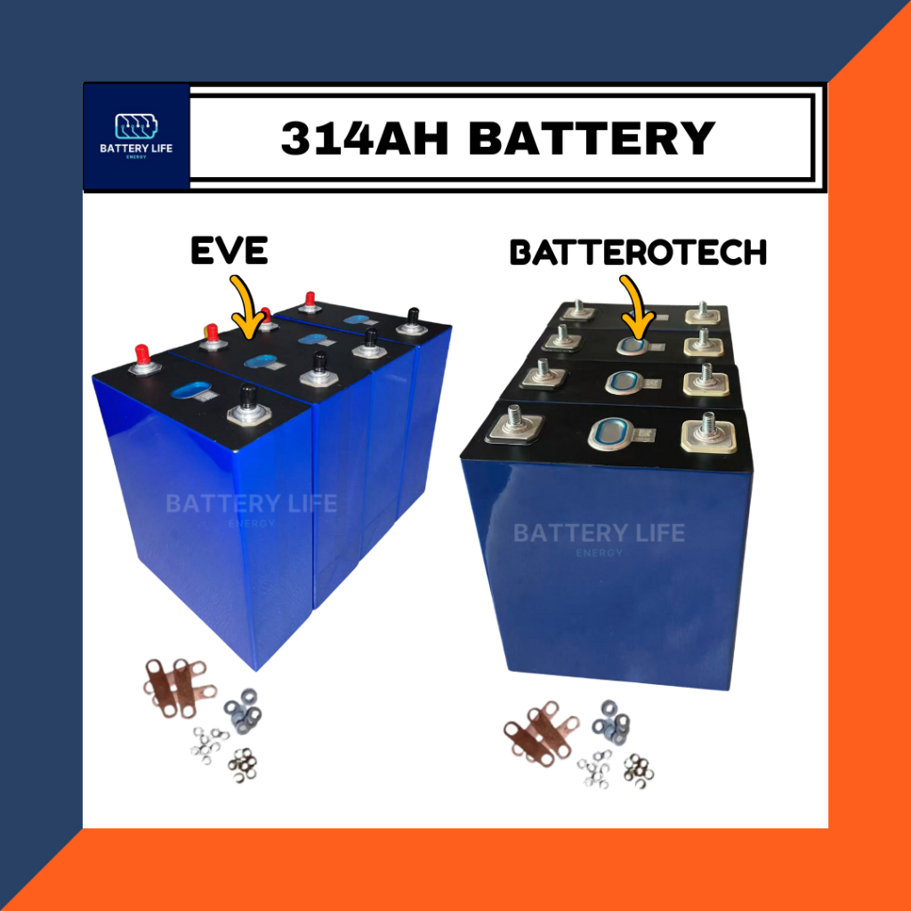 BRANDNEW EVE 314AH & 314AH BATTEROTECH LIFEPO4 PRISMATIC Lithium Iron ...