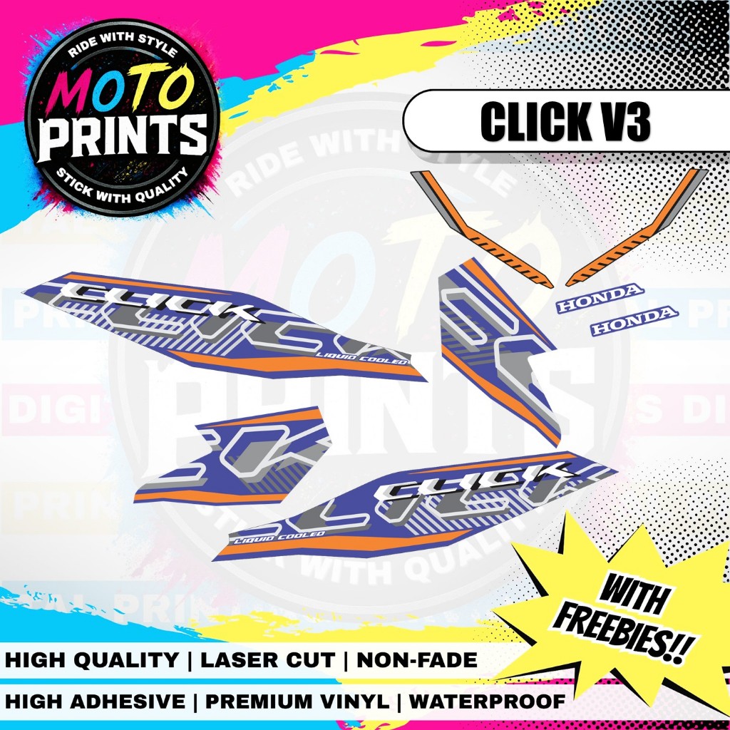 HONDA CLICK V3 NEW DESIGN 2025 LIQUID COOLED CBS VER DECALS (WATERPROOF ...