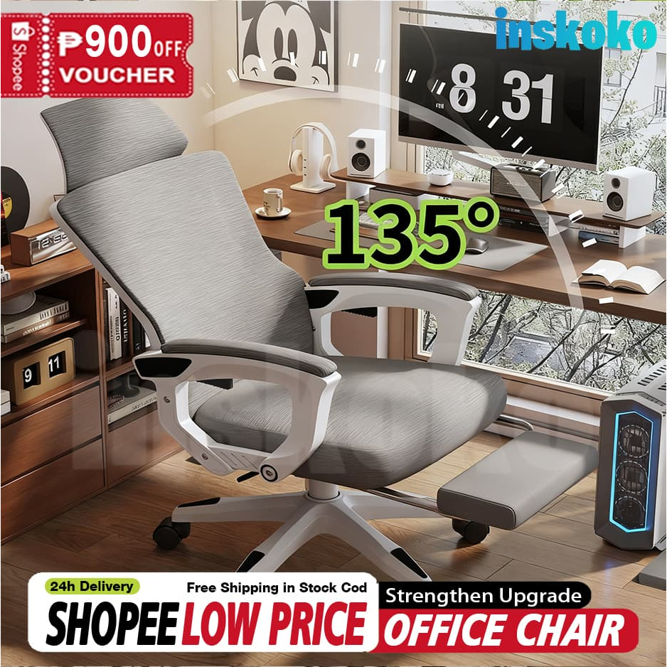 Office Chair Ergonomic Chair Gaming Chair Pink With Foot Rest Computer ...