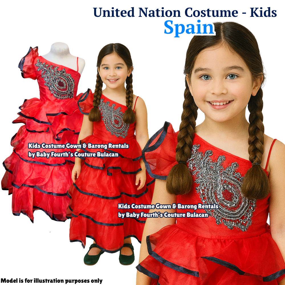 United Nation Spain Spanish Gown Dress Costume for Kids Girl National ...
