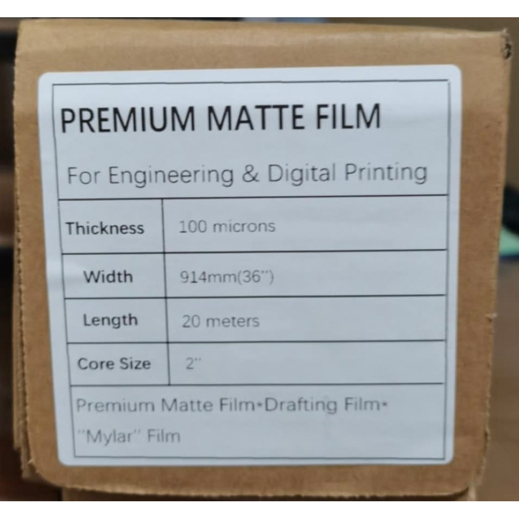 Mylar Film 36” x 20m 100 microns thickness film 2” core dual sided ...